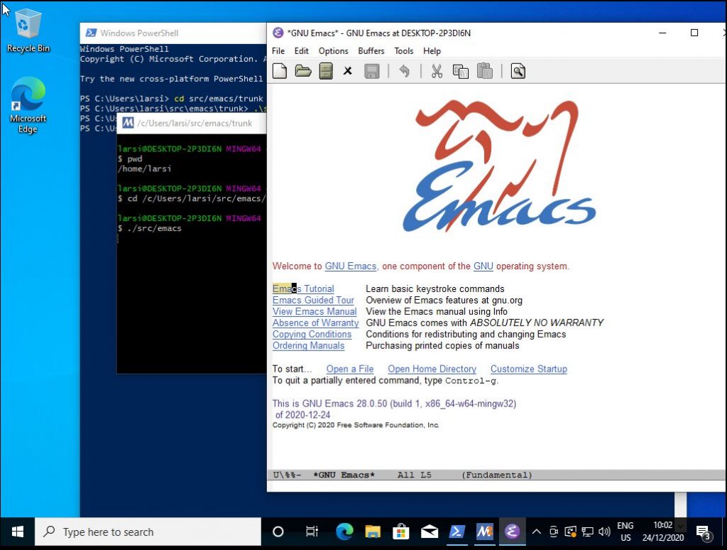 Building the Development Version of Emacs on Windows (mingw edition) – Random Thoughts